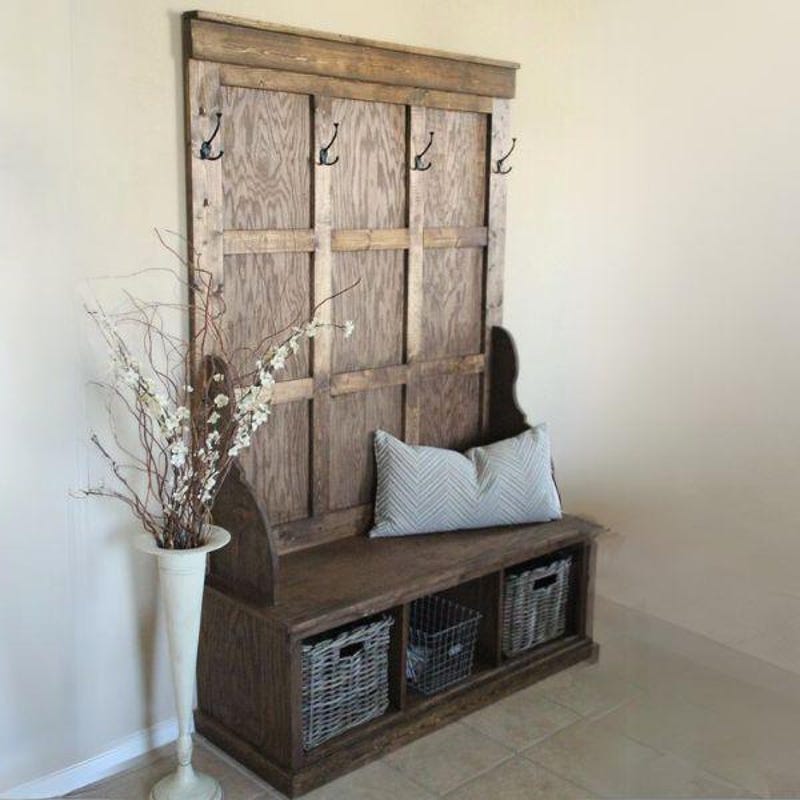 Hall Tree Coat Rack Bench - Etsy