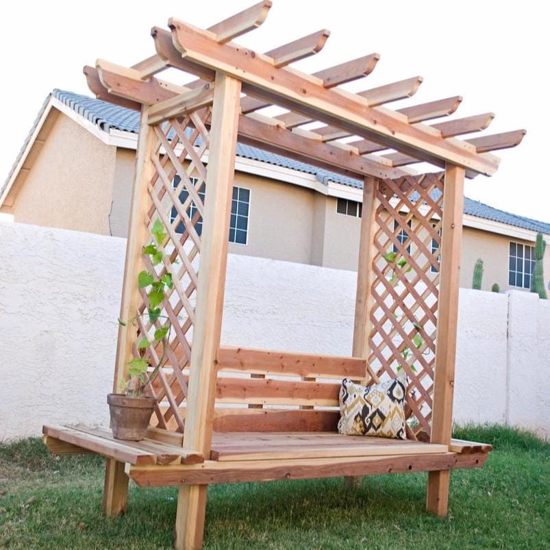 Outdoor Bench With Arbor – DIY Garden Seating Plan With Pergola-style ...