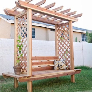 Outdoor Bench With Arbor – DIY Garden Seating Plan With Pergola-style ...