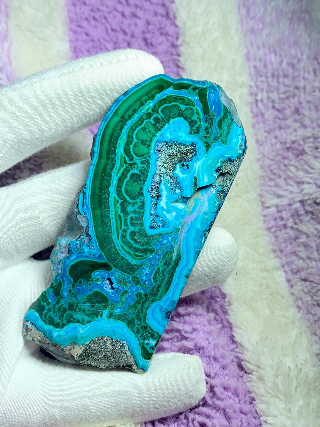 Natural Malachite Chrysocolla Slab, Banded Crystal Slice (85x40x5mm) - Etsy