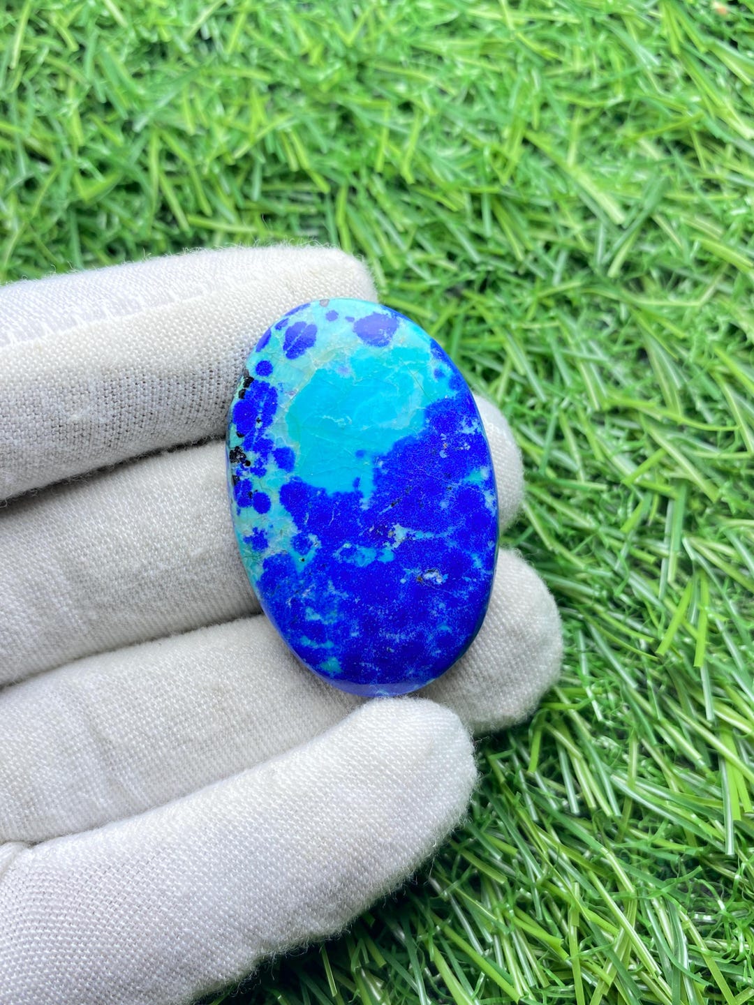 Natural Blue Bird Azurite Oval Shape Cabochon Loose Gemstone for Making ...