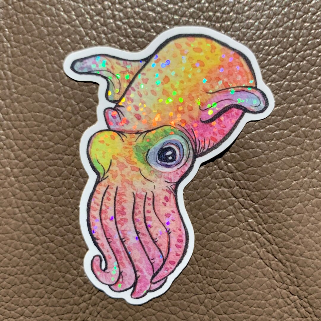 Bobtail Squid Glitter Sticker, Nature Decor, - Etsy