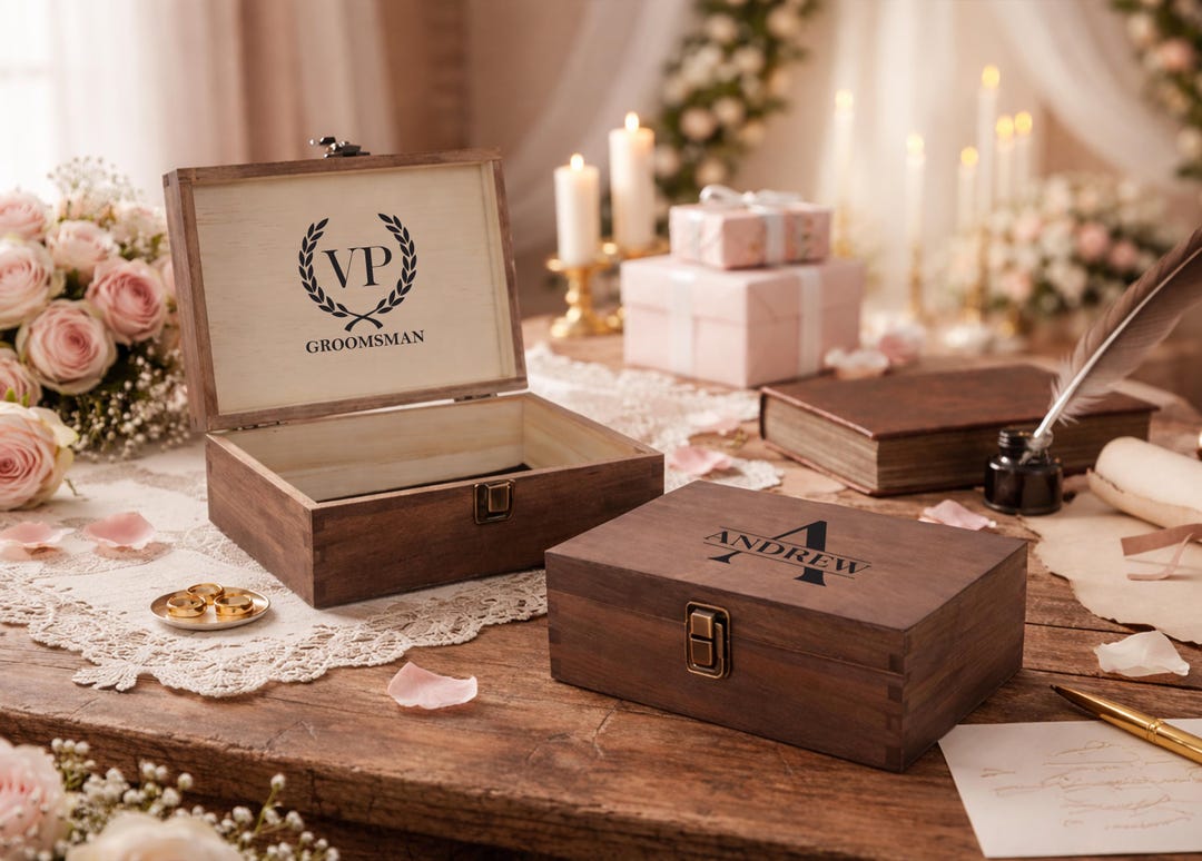 Personalised Wooden Gift Box | Custom Engraved Keepsake Box | Groomsmen ...