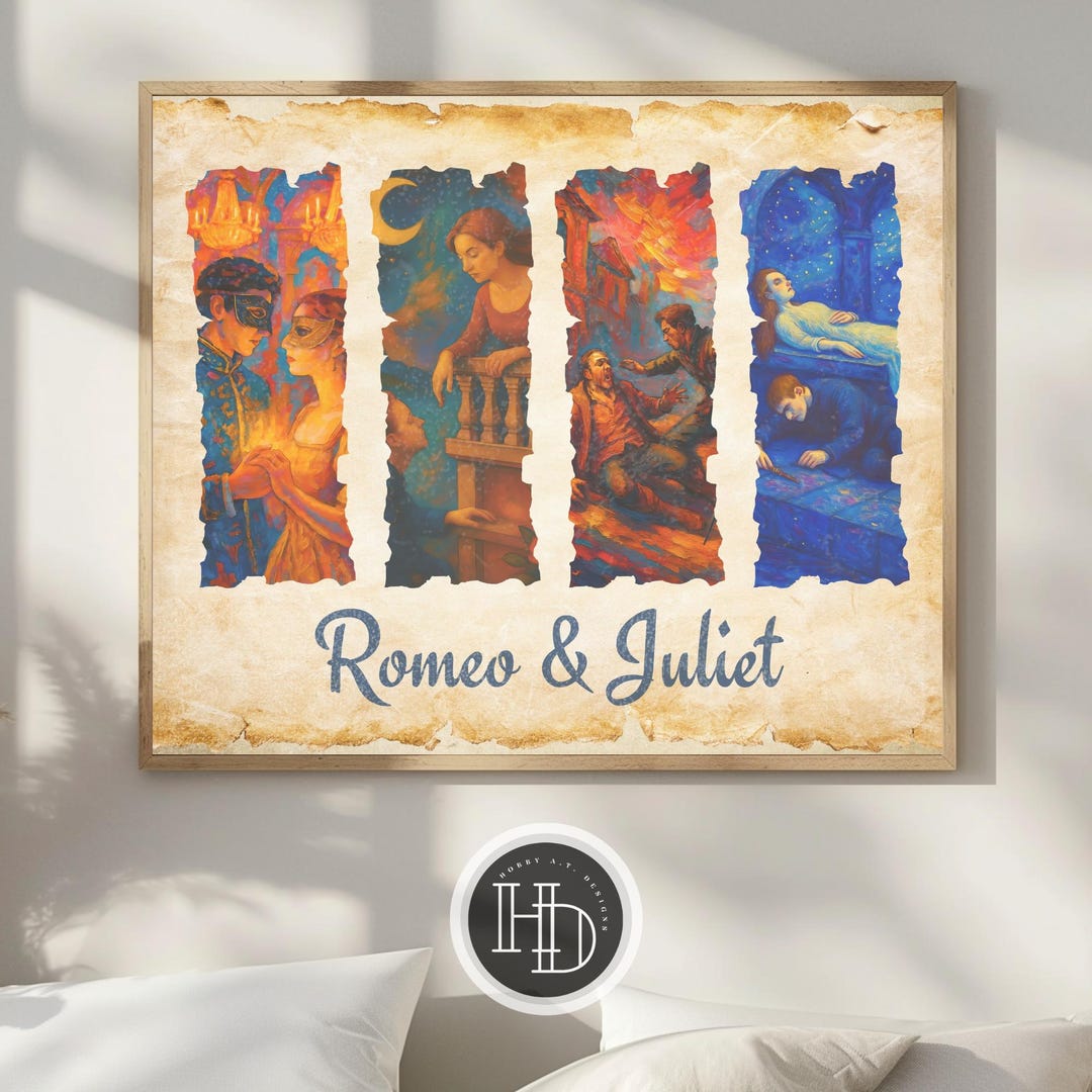 Shakespeare Romeo and Juliet Printable Wall Art | Bookish Digital ...