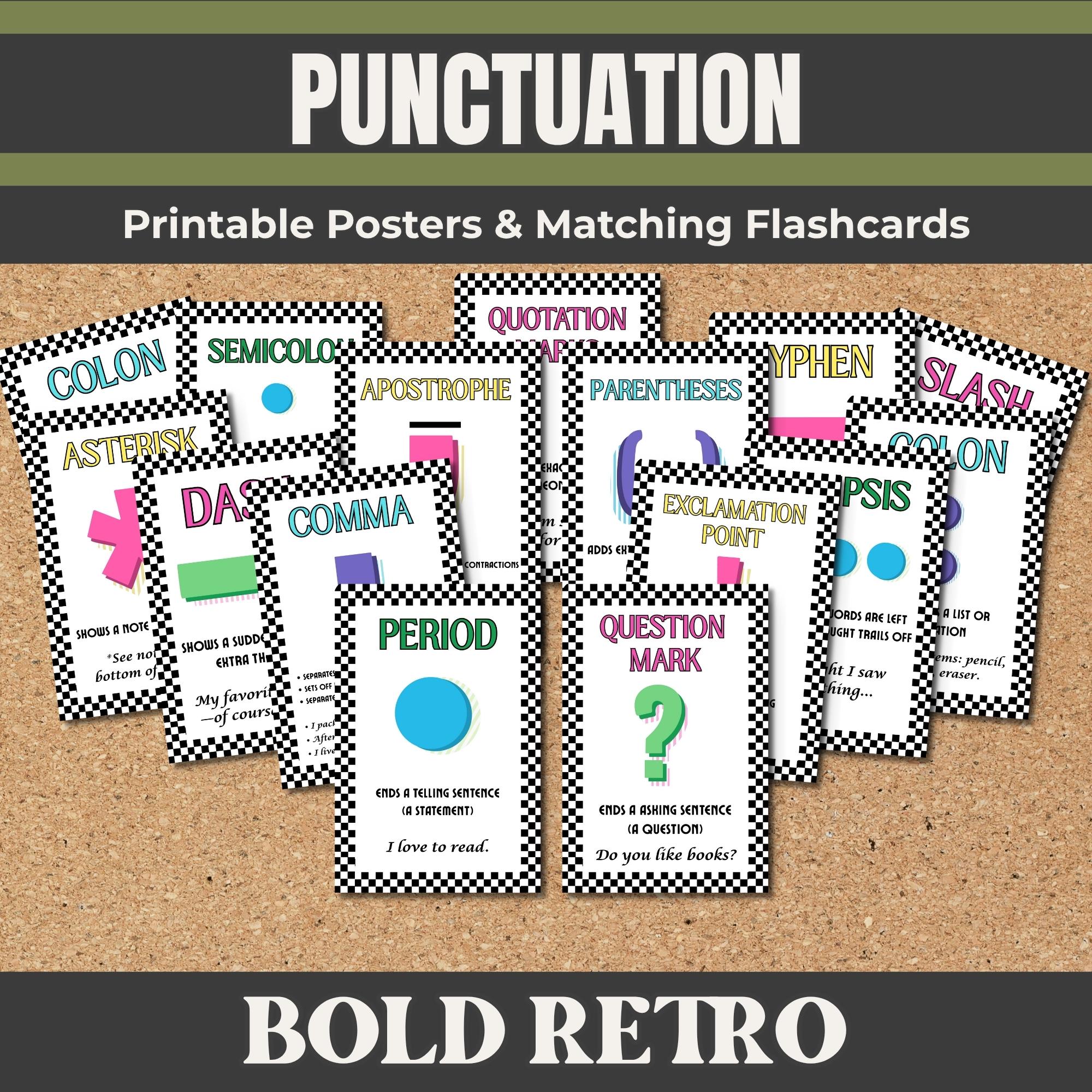 Punctuation Posters, Flashcards & Slides Set | ELA Interactive Study ...