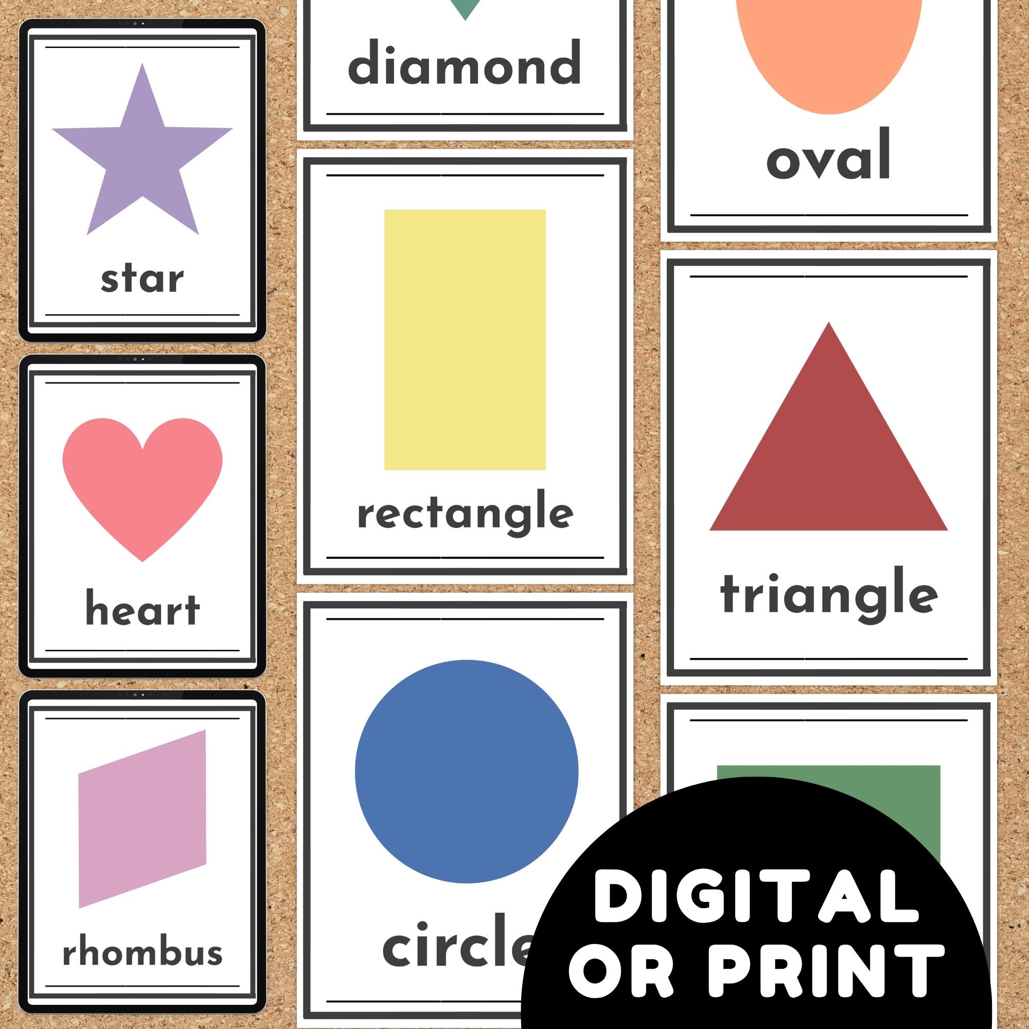 Basic 2D Shapes Posters & Matching Flashcards for Classroom or ...