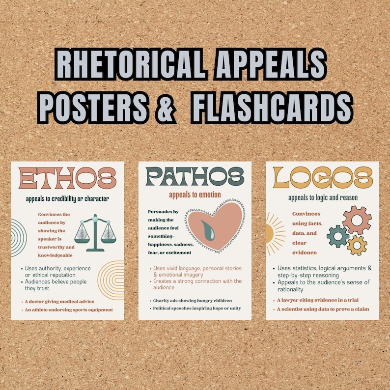 Rhetorical Appeals Classroom Posters & Flashcards | Calm Boho Style Set ...