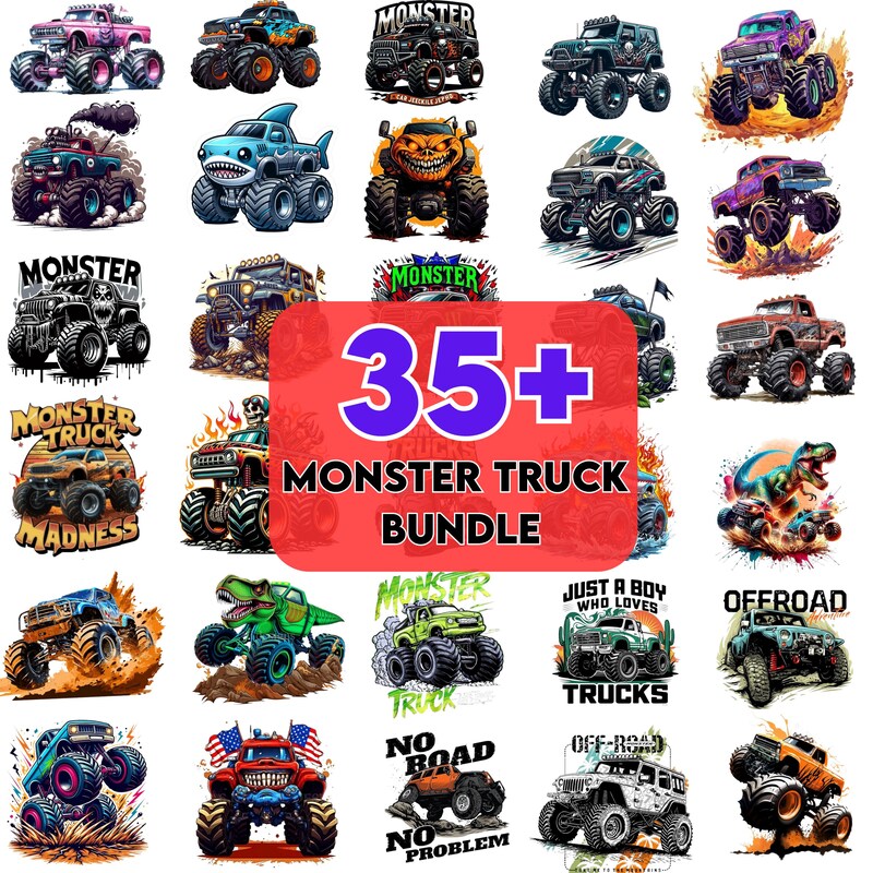 Monster Truck Clipart - Etsy