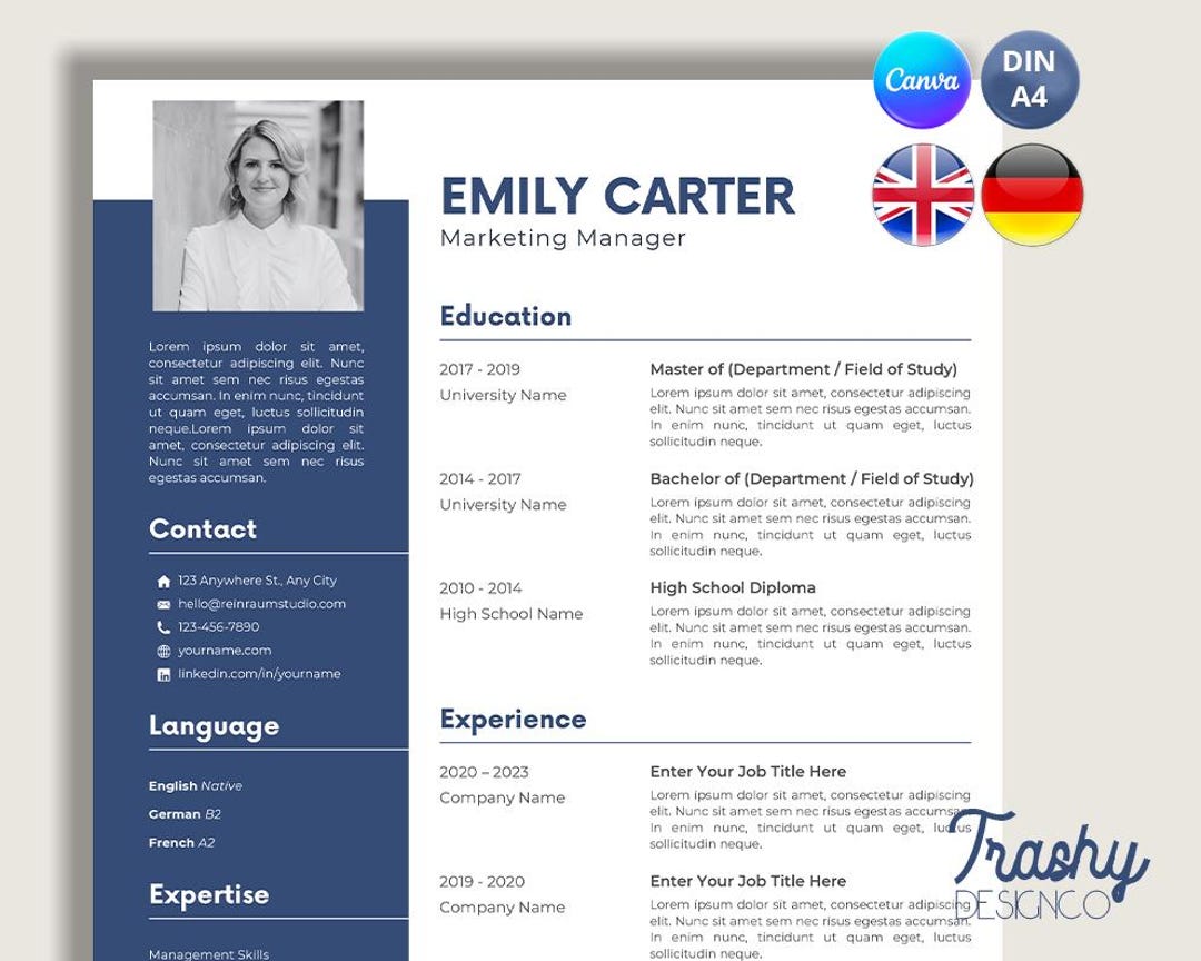 Modern Resume Template: Editable Canva CV, Cover Letter (digital ...