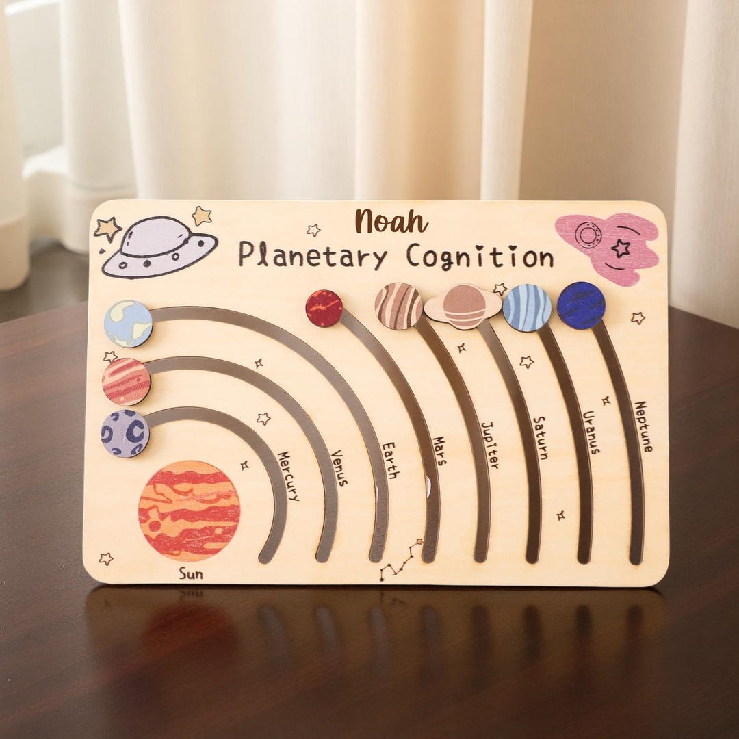 Solar System Planets Labyrinth Puzzle Laser Cut Wooden Parts for Kids Busy Board Sensory ...