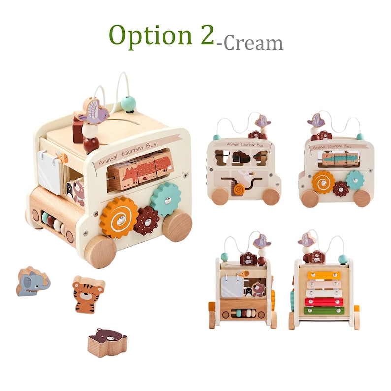 Personalized Name Wooden Bus Toy, Montessori Activity Red Cube for ...