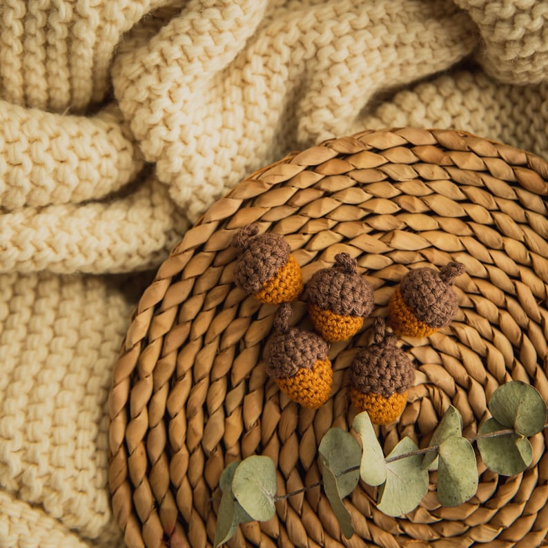 Hand-knitted Crochet Pine Cone, Crochet Acorn Pendant, Crochet Pine ...