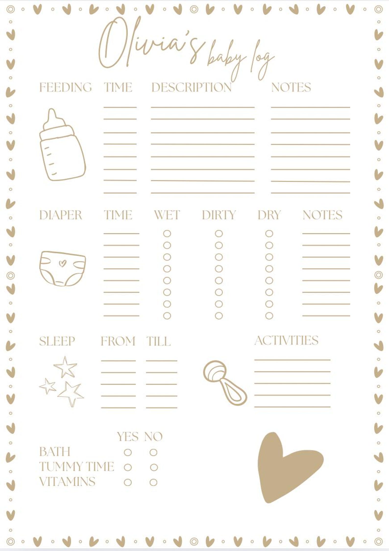 Editable Baby Daily Log Template - Newborn Tracker Printable for ...