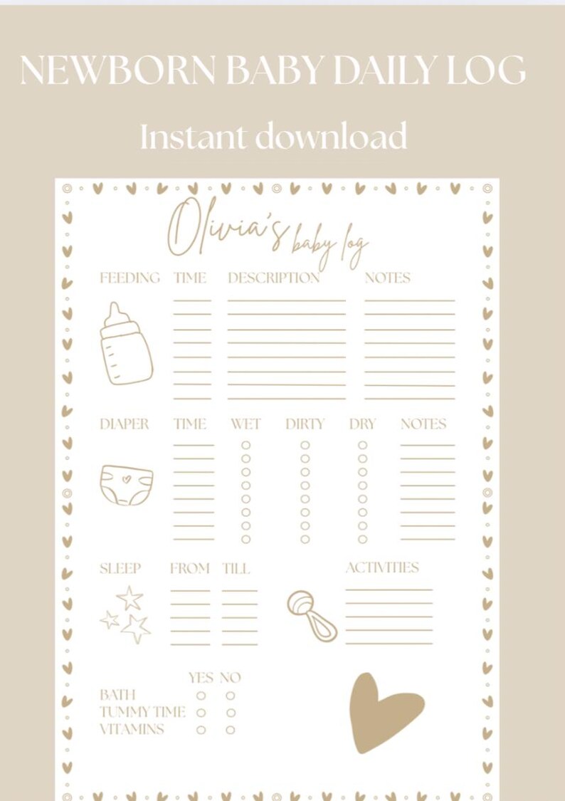 Editable Baby Daily Log Template - Newborn Tracker Printable for ...