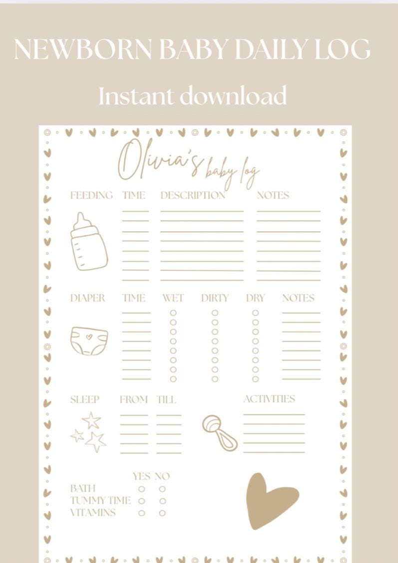 Editable Baby Daily Log Template - Newborn Tracker Printable for ...