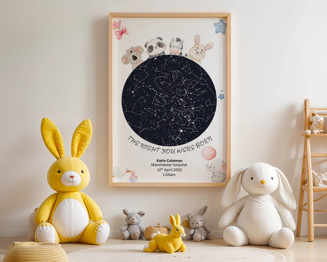 Star Map Baby on the Moon | Personalized Night Sky Print | the Night ...