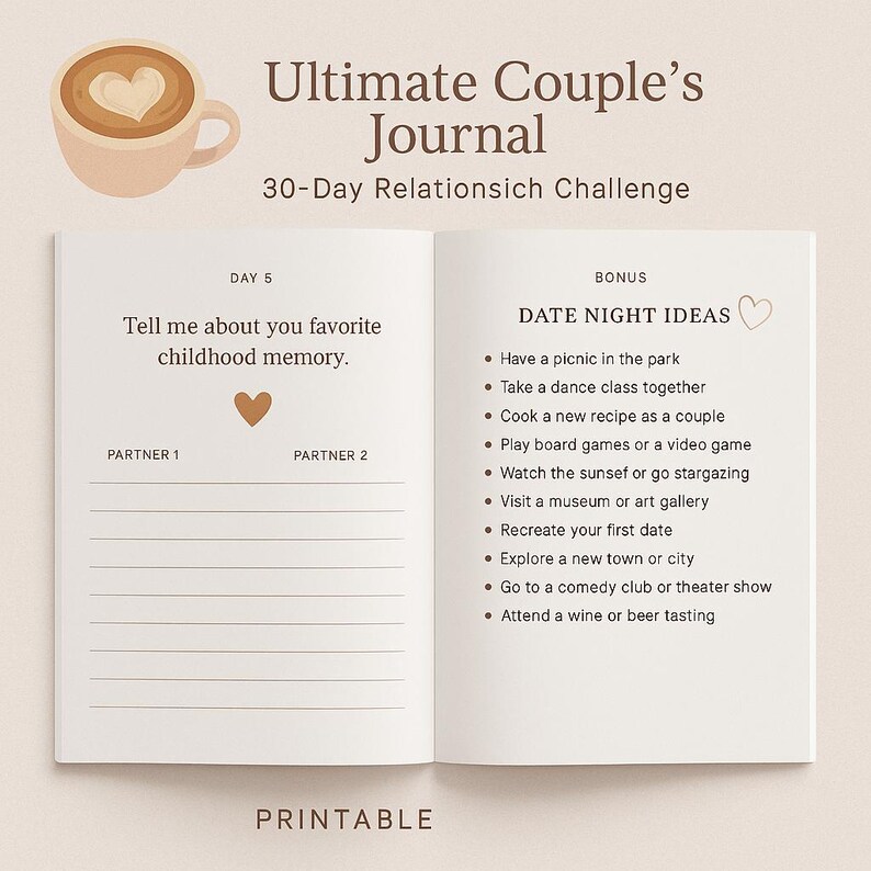 Ultimate Couple’s Journal | 30-day Relationship Challenge | Printable ...