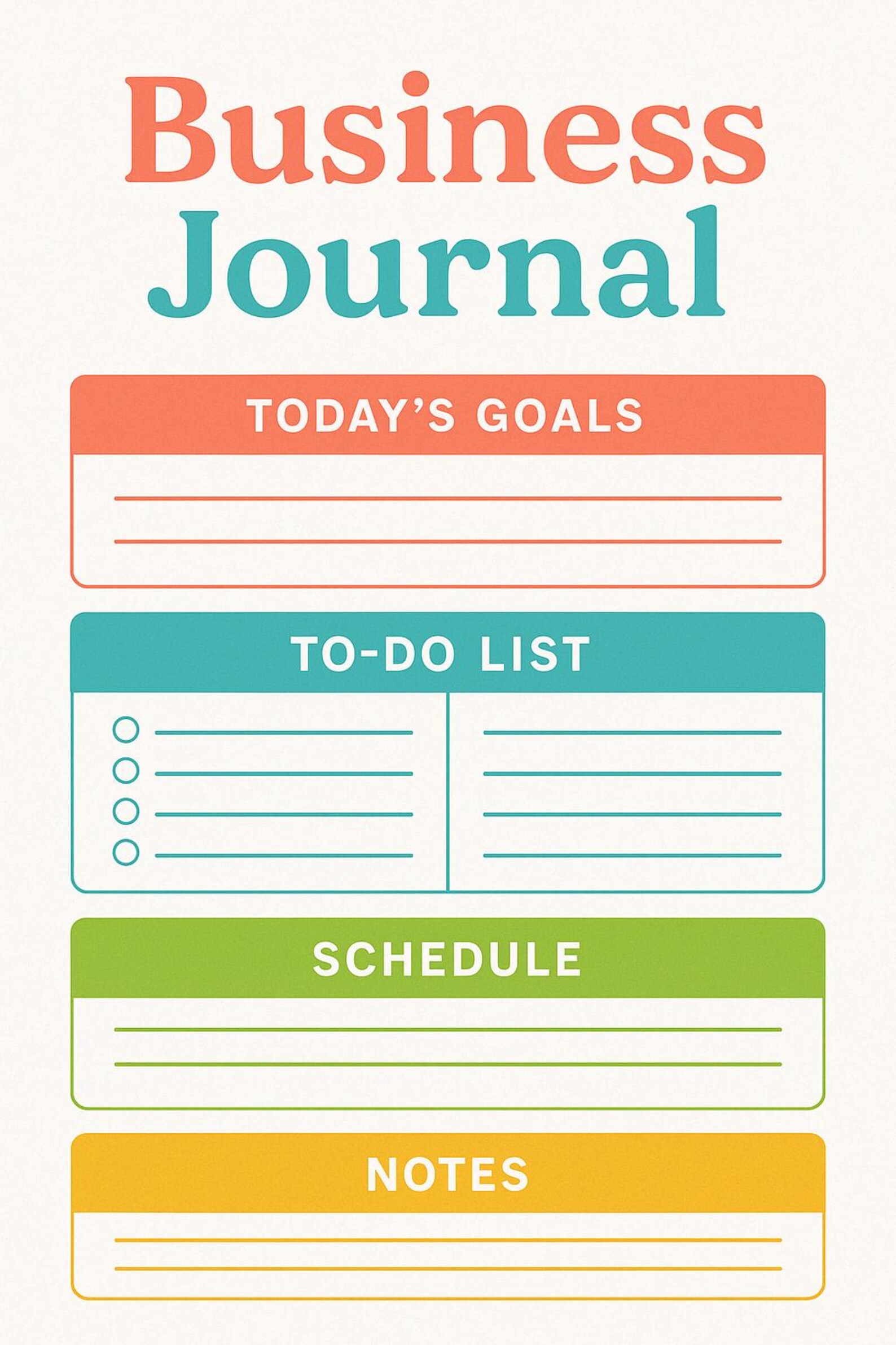 Colorful Business Journal | Printable Daily Business Planner | Goals ...