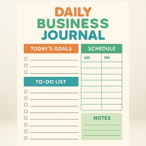 Colorful Business Journal | Printable Daily Business Planner | Goals ...