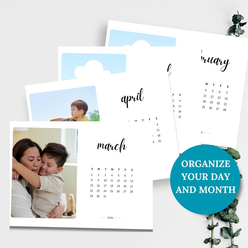 Editable 2026 Calendar 7x5 Inches Printable PDF, Minimalist Small Desk ...