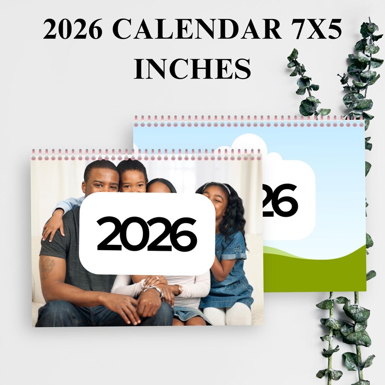Editable 2026 Calendar 7x5 Inches Printable PDF, Minimalist Small Desk ...