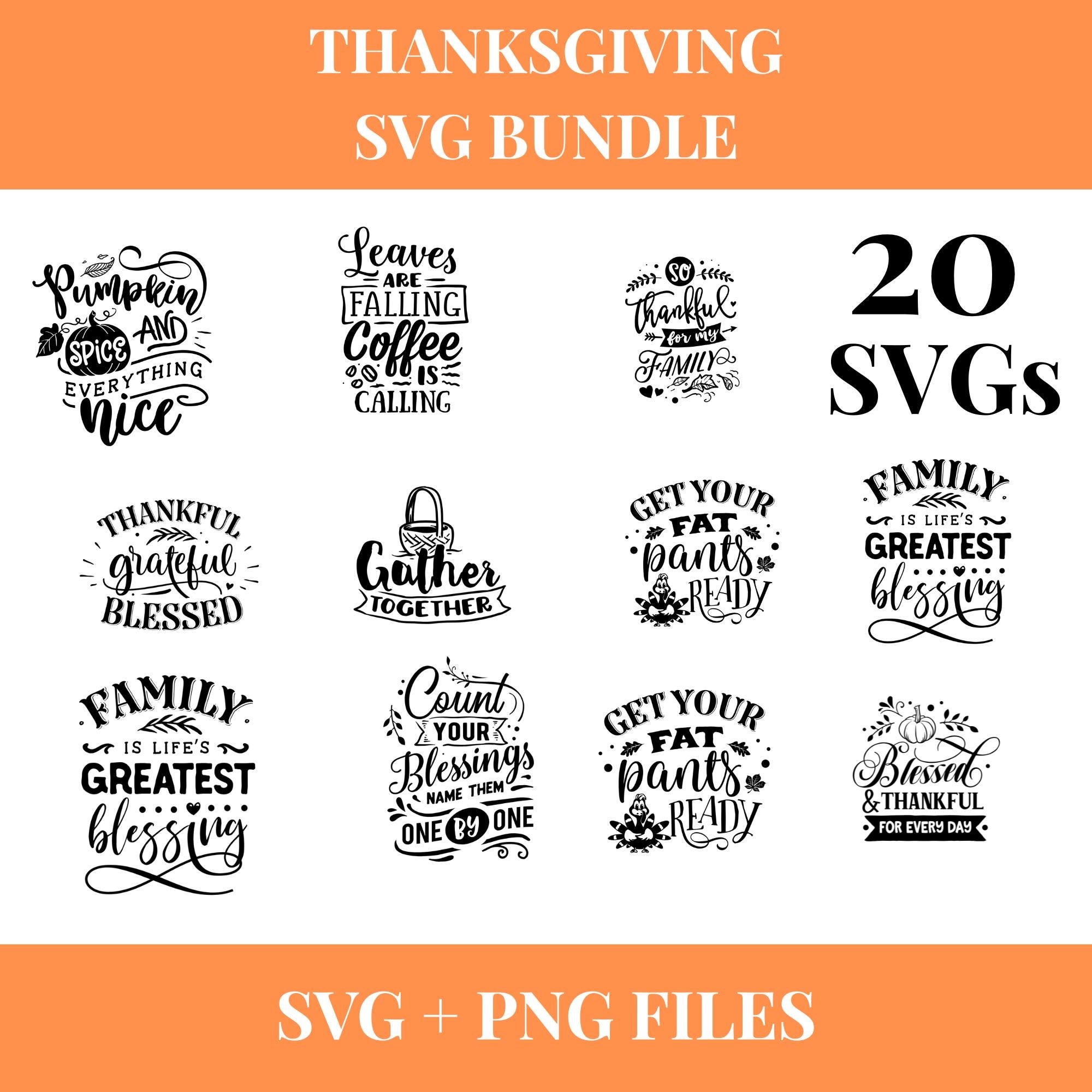 Thanksgiving SVG Bundle | Fall Harvest Designs (digital Download) - Etsy