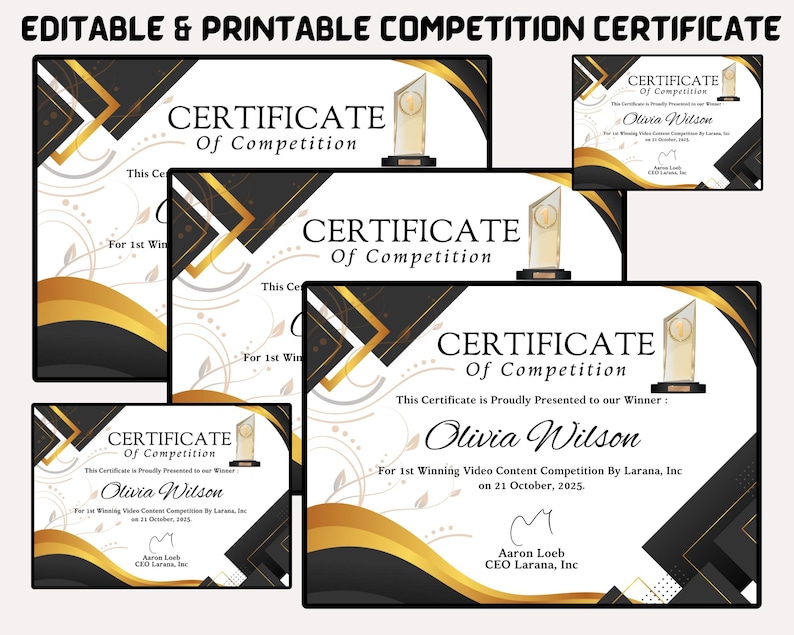 Editable Competition Certificate Template, Modern Recognition Award ...