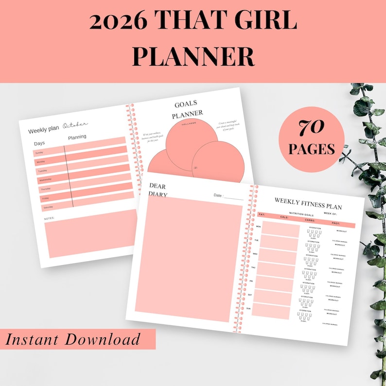 2026 That Girl Planner, Wellness & Lifestyle Organizer (PDF) - Etsy