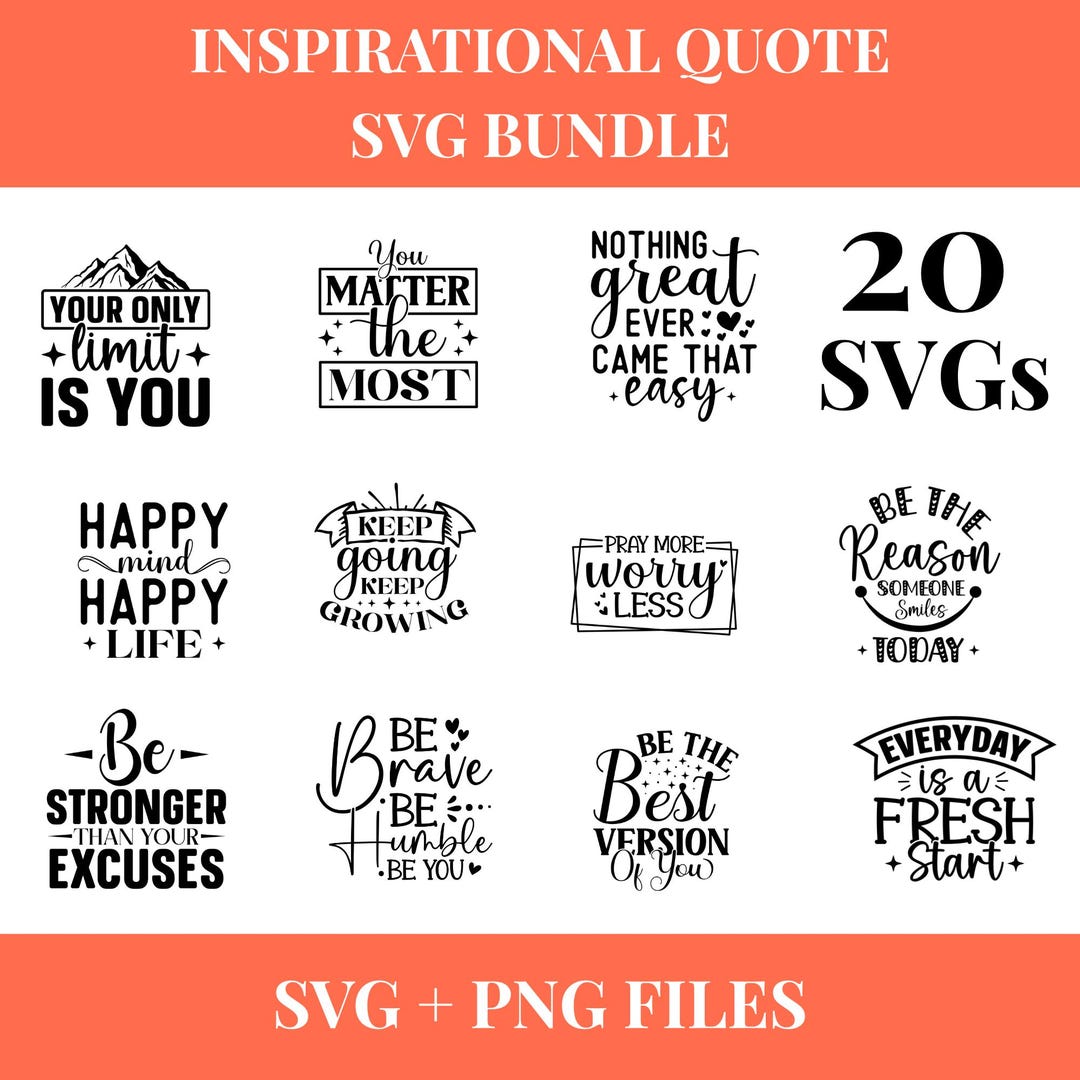 Inspirational Quotes SVG Bundle| Motivational Sayings Cutting Files for ...