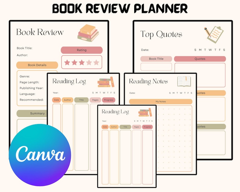 Personalized Book Review Log: Printable Reading Journal & Quote Keeper ...
