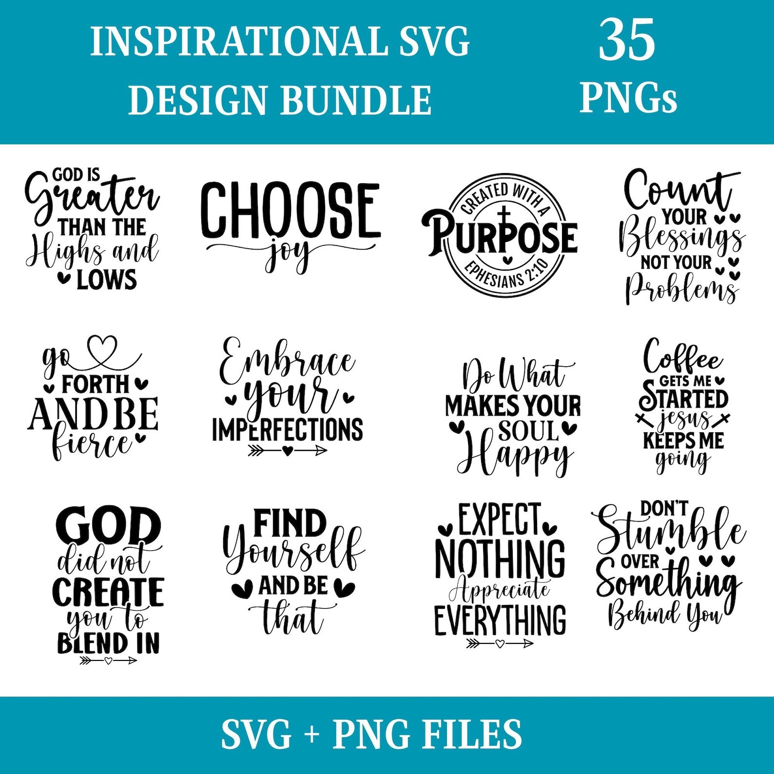 Motivational Quote SVG Bundle, Uplifting Affirmation Designs, Digital ...