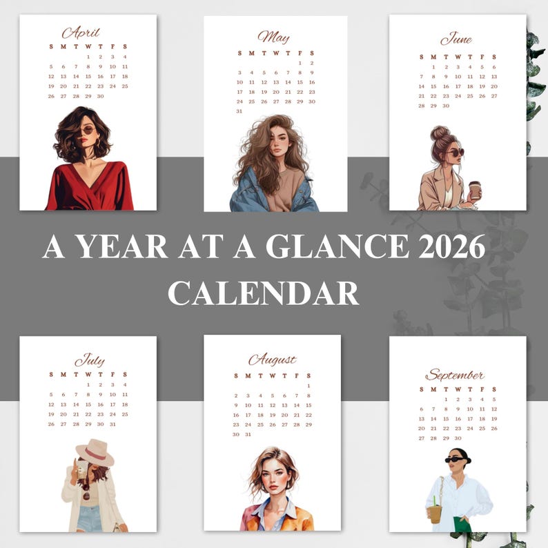 2026 Fashion Girl Mini Calendar Printable PDF, Chic Desk Decor - Etsy