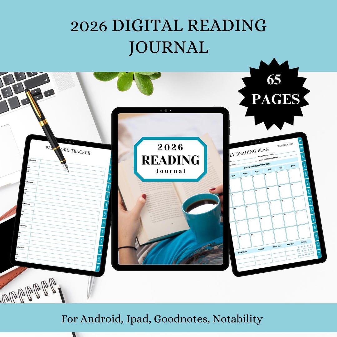 2026 Digital Reading Journal | Book Review Hyperlinked Tracker for iPad ...