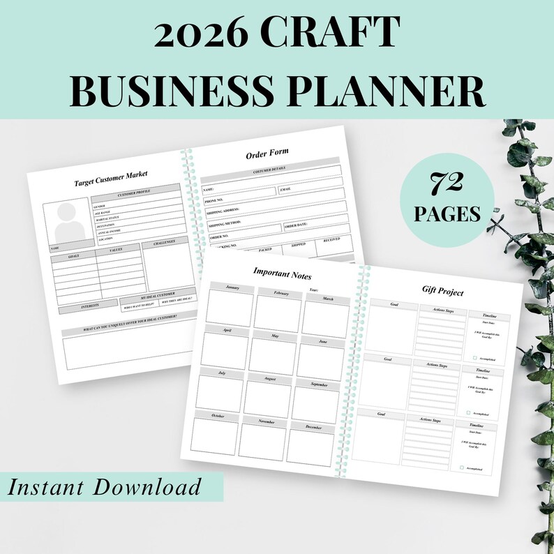 2026 Craft Business Planner Printable PDF, Etsy Seller & Handmade ...