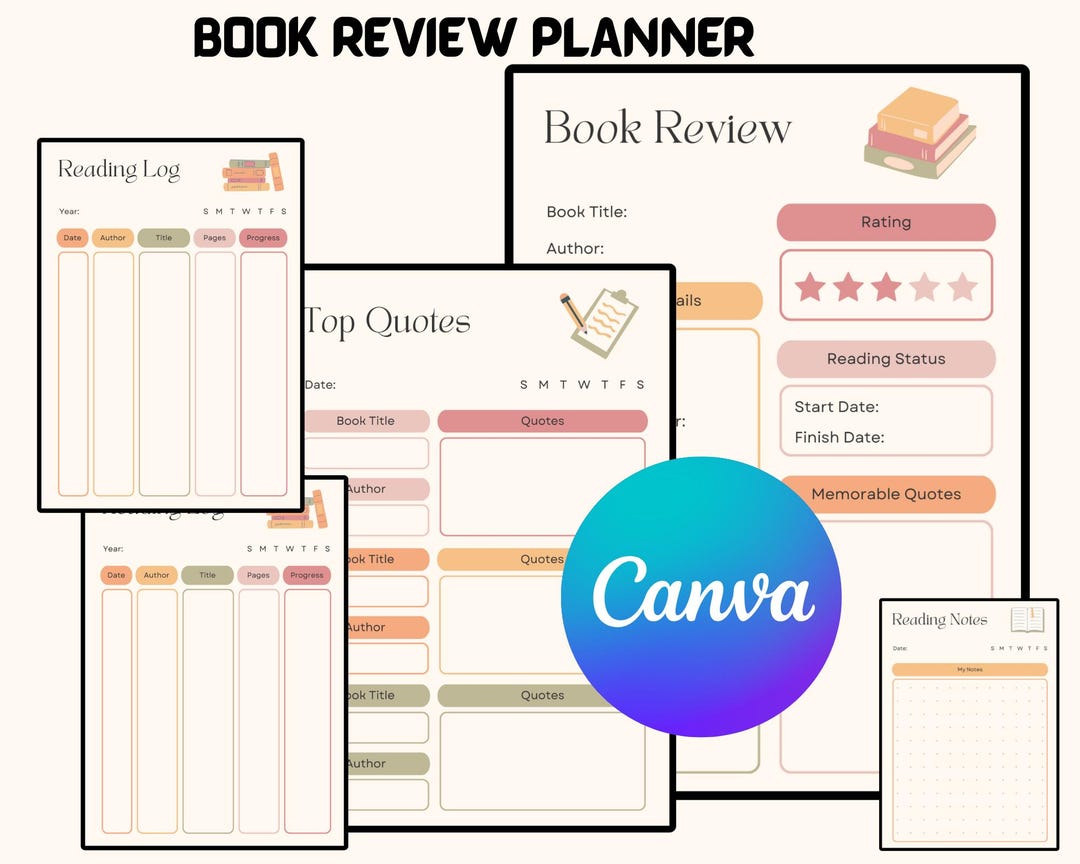 Personalized Book Review Log: Printable Reading Journal & Quote Keeper ...