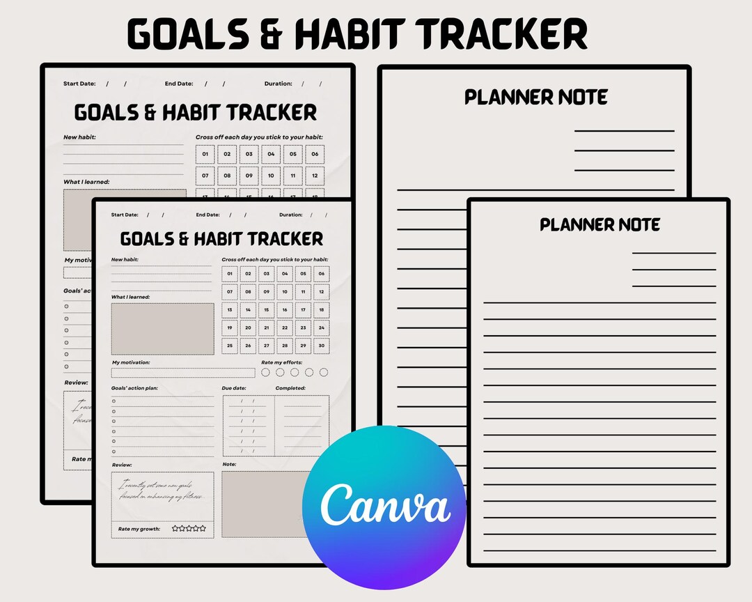 Goal & Habit Tracker Printable | Daily and Monthly Planner PDF ...
