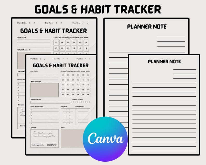 Goal & Habit Tracker Printable | Daily and Monthly Planner PDF ...