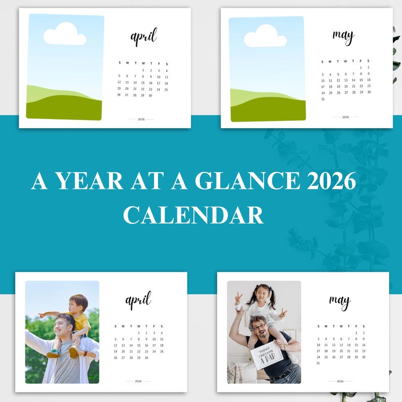 Editable 2026 Calendar 7x5 Inches Printable PDF, Minimalist Small Desk ...