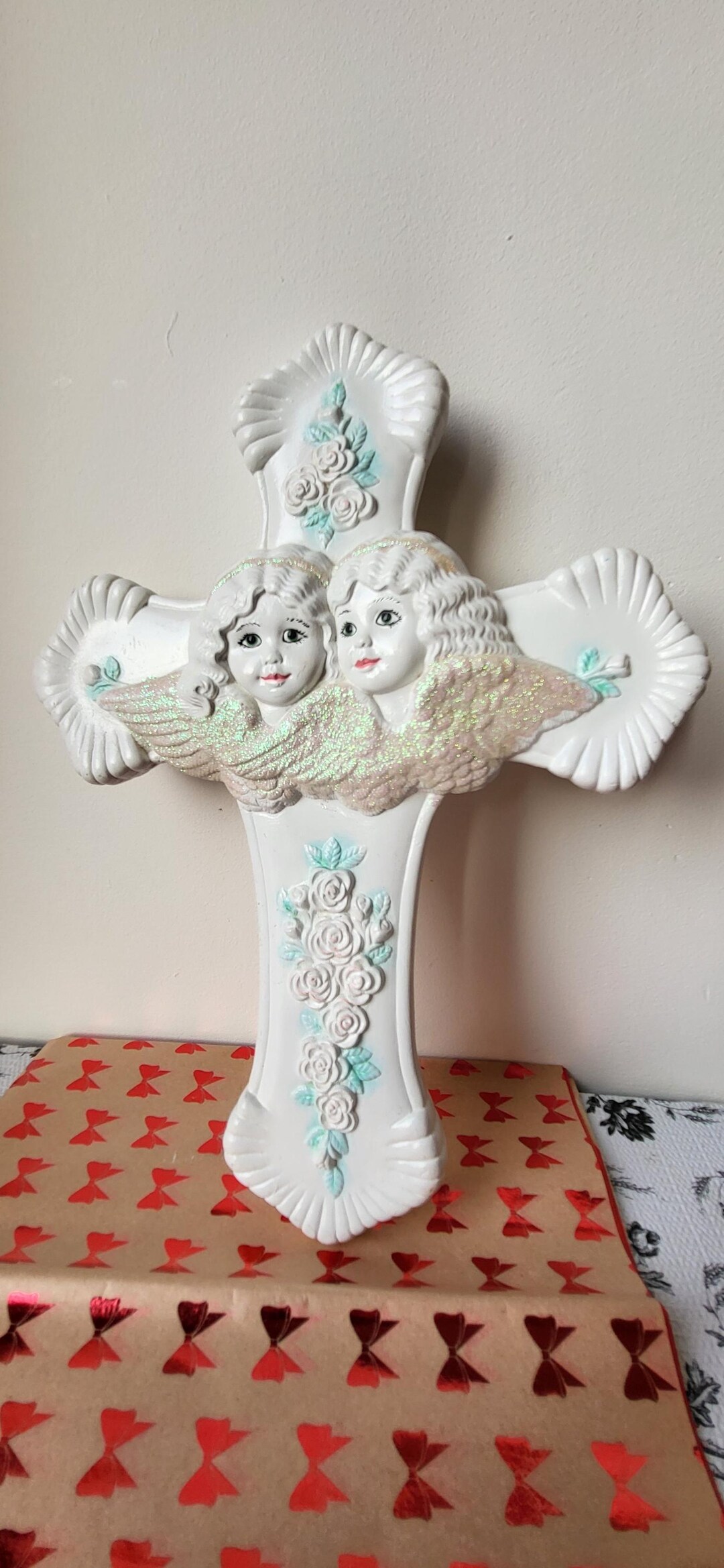 Vintage Ceramic Wall Cross Angels Religious Gifts for Children's ...