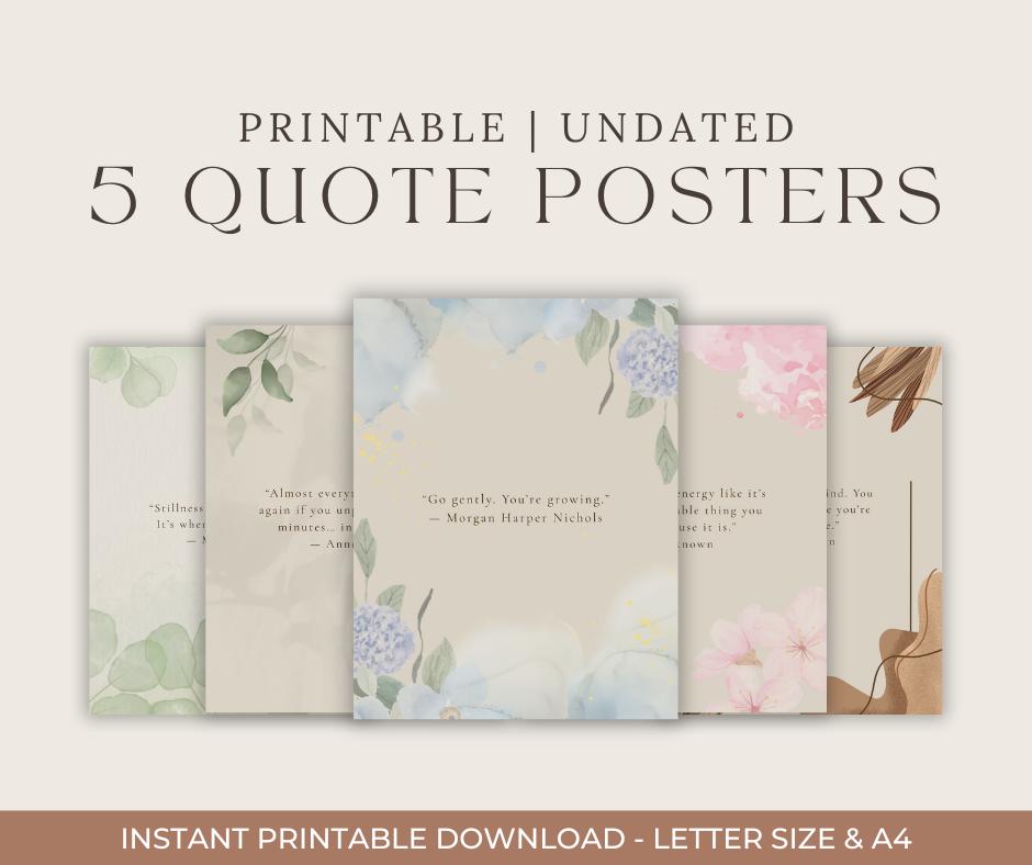 Printable Habit Tracker & Quote Poster Set: Self-care Tools (PDF) - Etsy