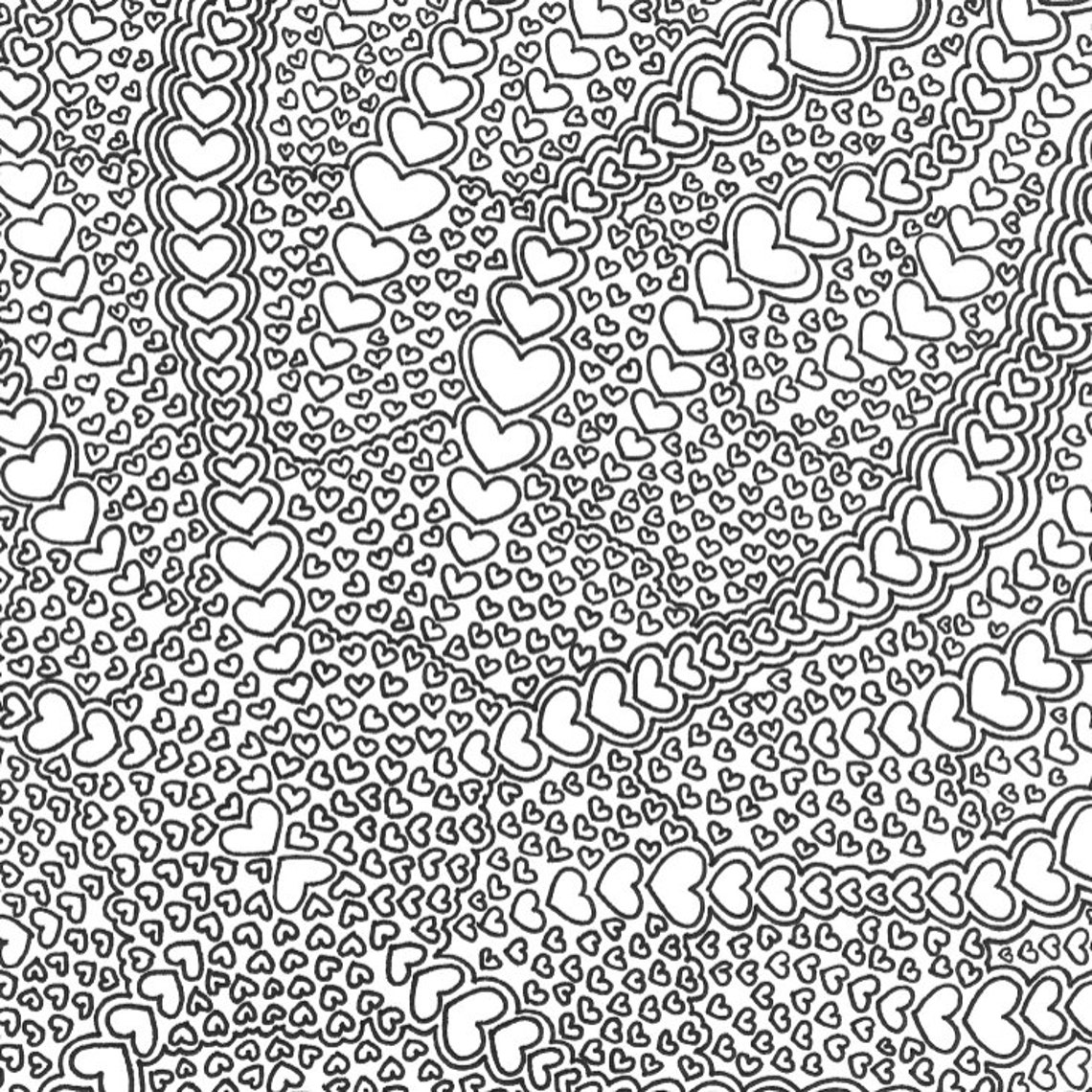 Abstract Hearts Adult Printable Coloring Page - Etsy