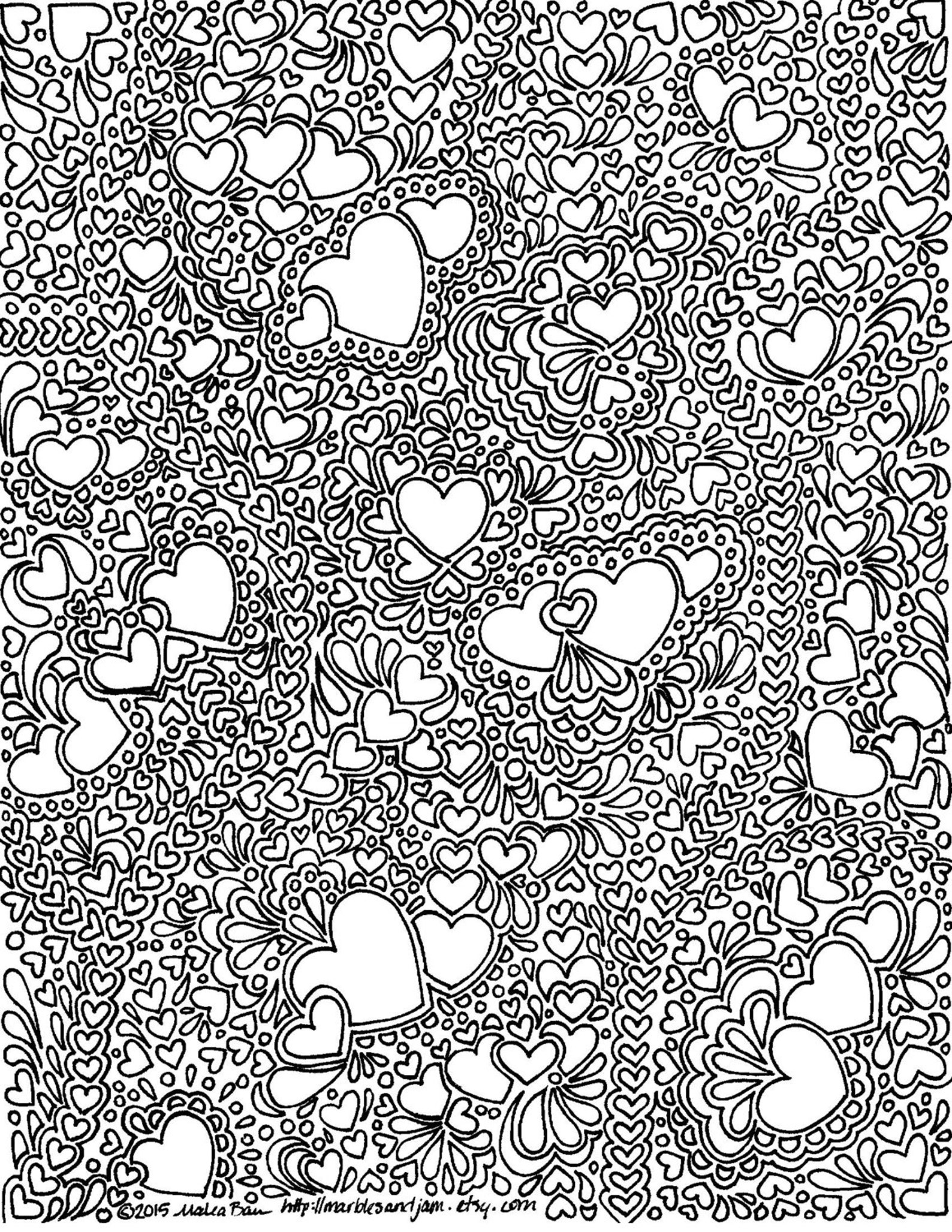 Abstract Hearts Printable Adult Coloring Page - Etsy