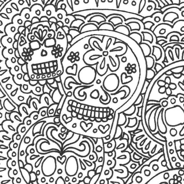 Dia De Los Muertos Coloring Pages - Etsy