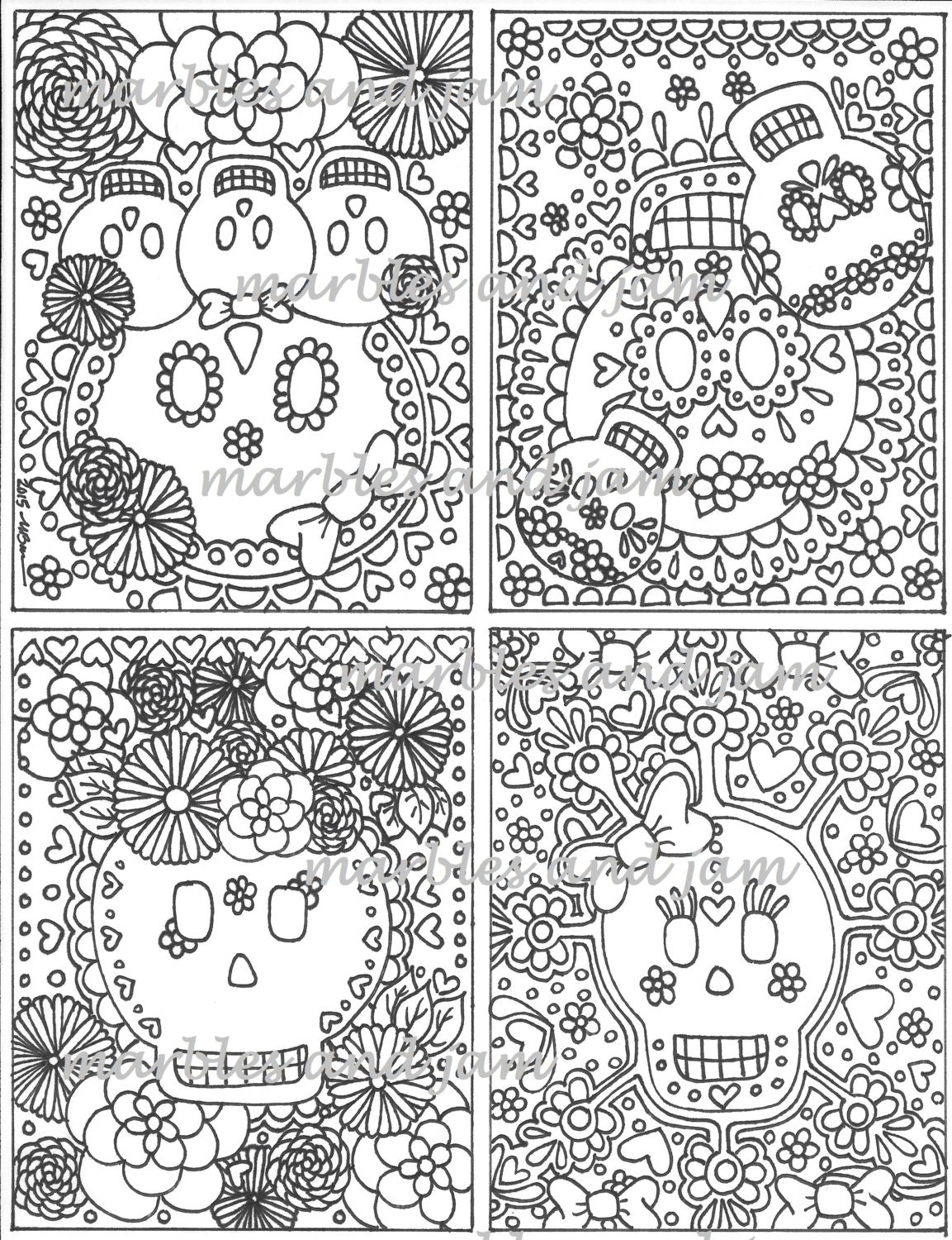 Day of the Dead Sugar Skull Adult Printable Coloring Page, Dia De Los ...