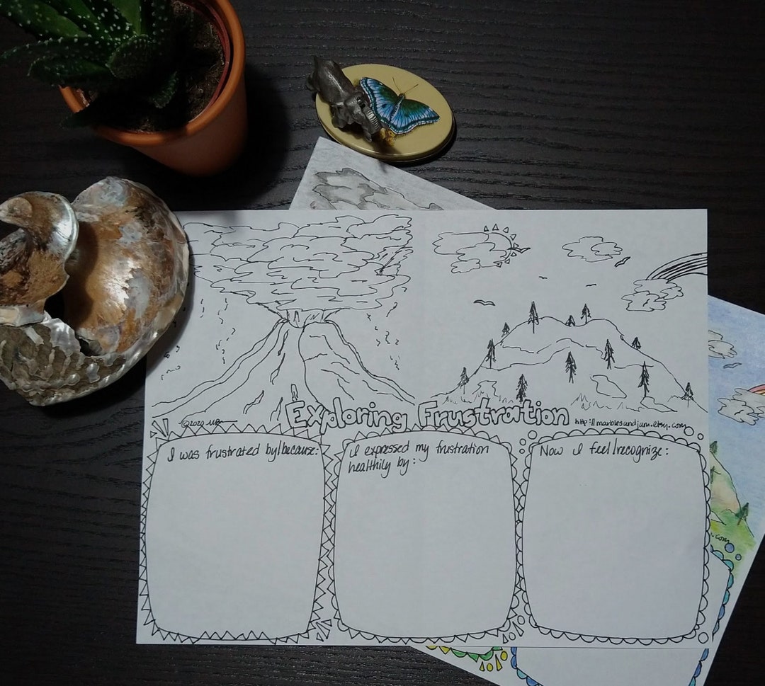 Printable Emotional FRUSTRATION Self Help Coloring Page, Black and ...