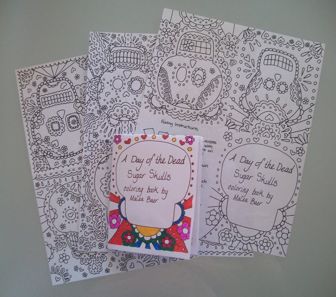 Day of the Dead Sugar Skull Printable Adult Coloring Book, Dia De Los ...