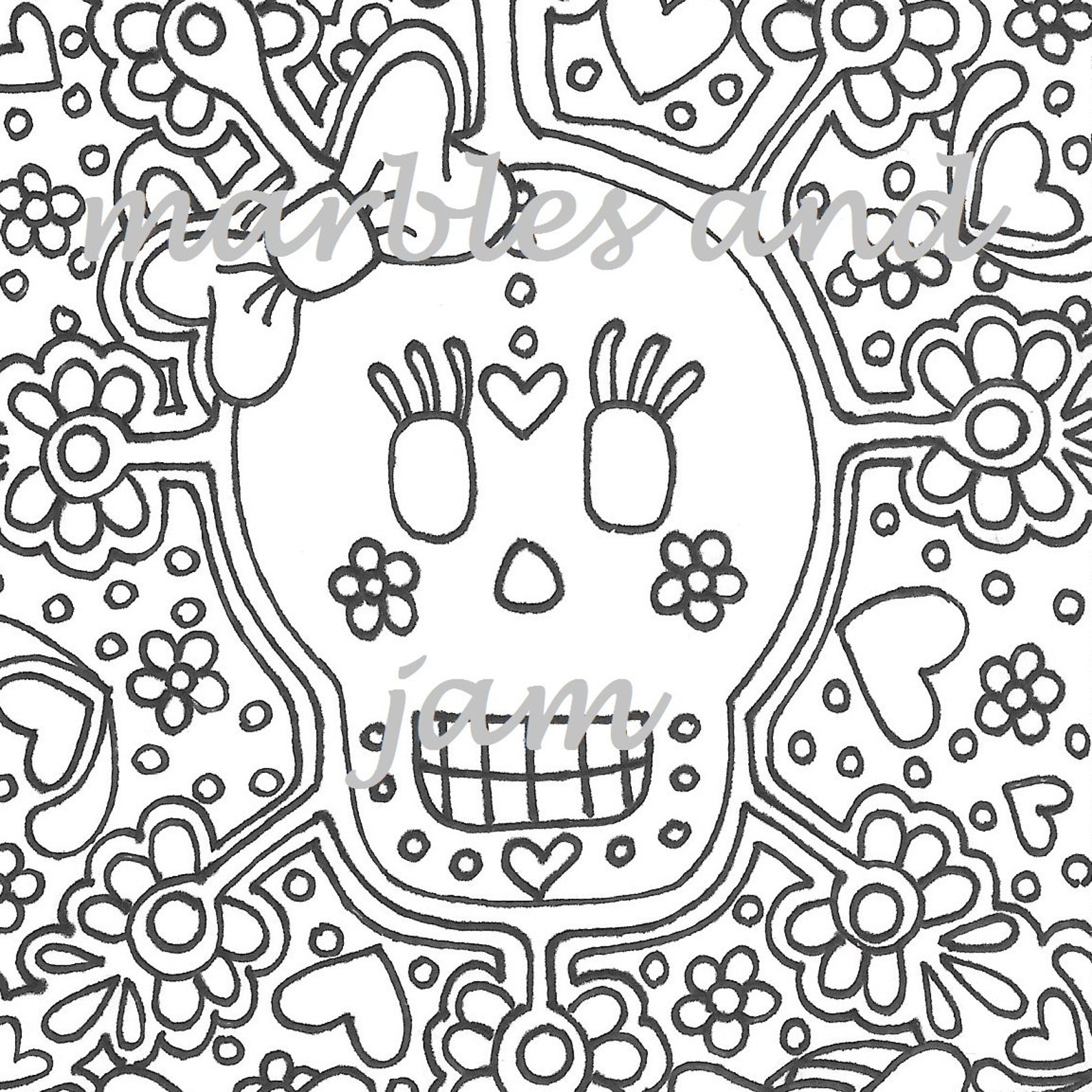 Day of the Dead Sugar Skull Adult Printable Coloring Page, Dia De Los ...
