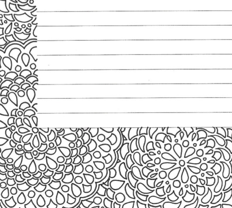 Lined Stationery Pages Set of of 4 Printable Adult Coloring - Etsy