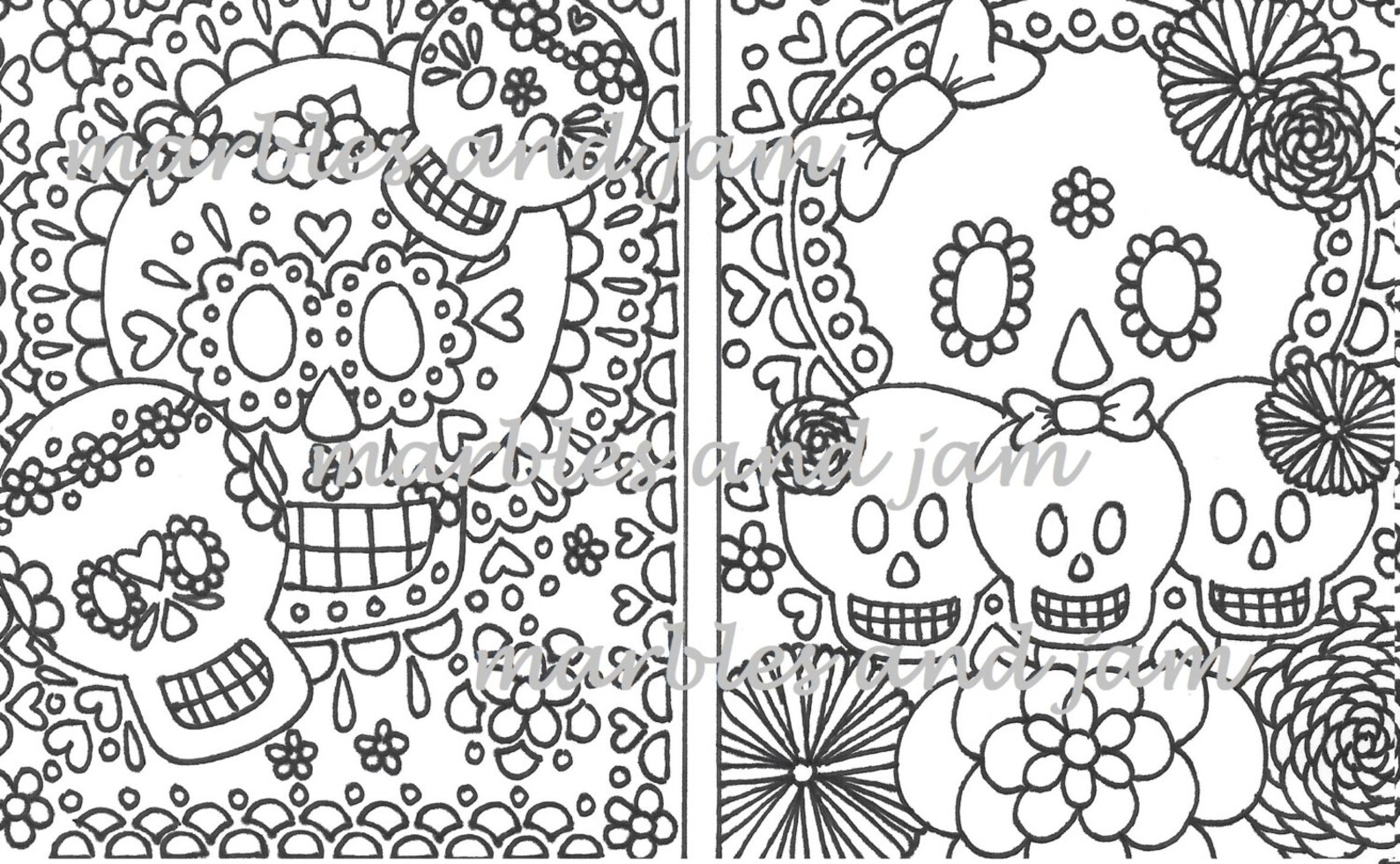 Day of the Dead Sugar Skull Adult Printable Coloring Page, Dia De Los ...