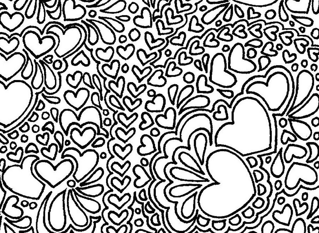 Abstract Hearts Printable Adult Coloring Page - Etsy
